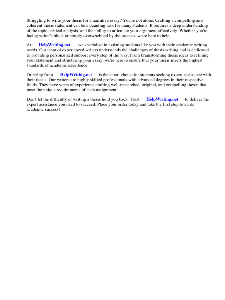 Thesis Examples For Narrative Essay | PDF | Essays | Narrative