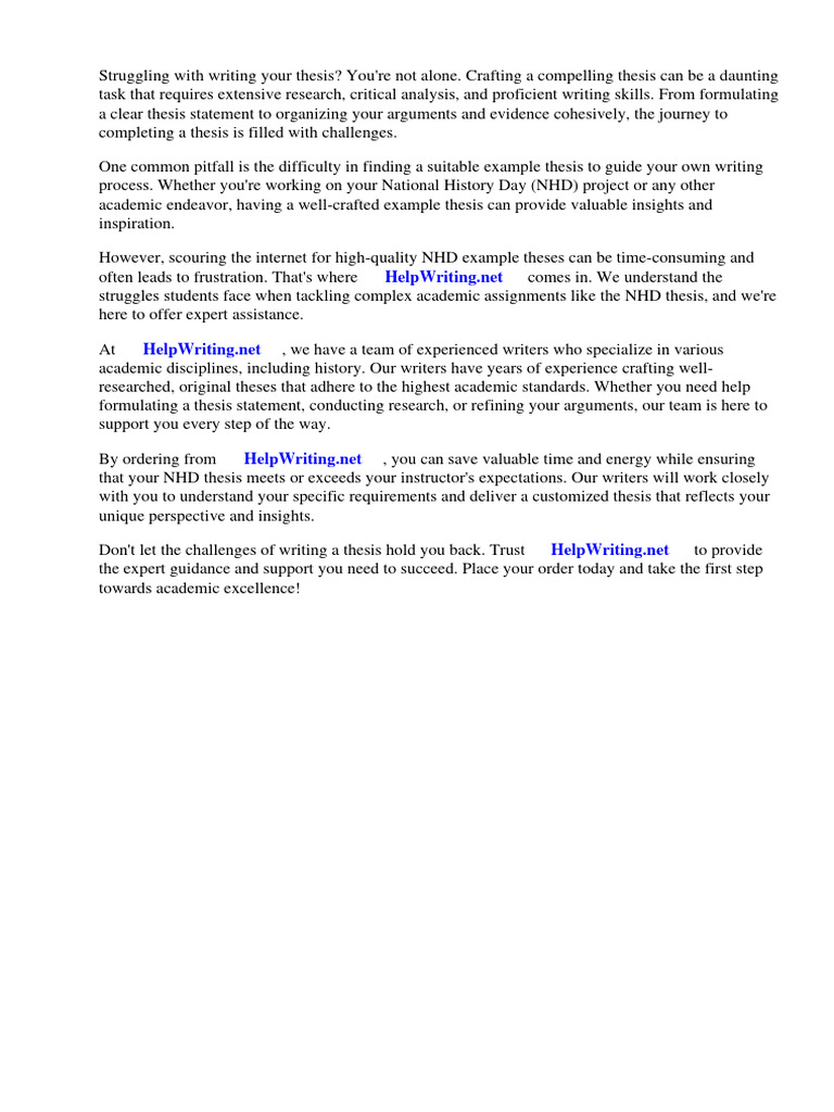 NHD Example Thesis | PDF