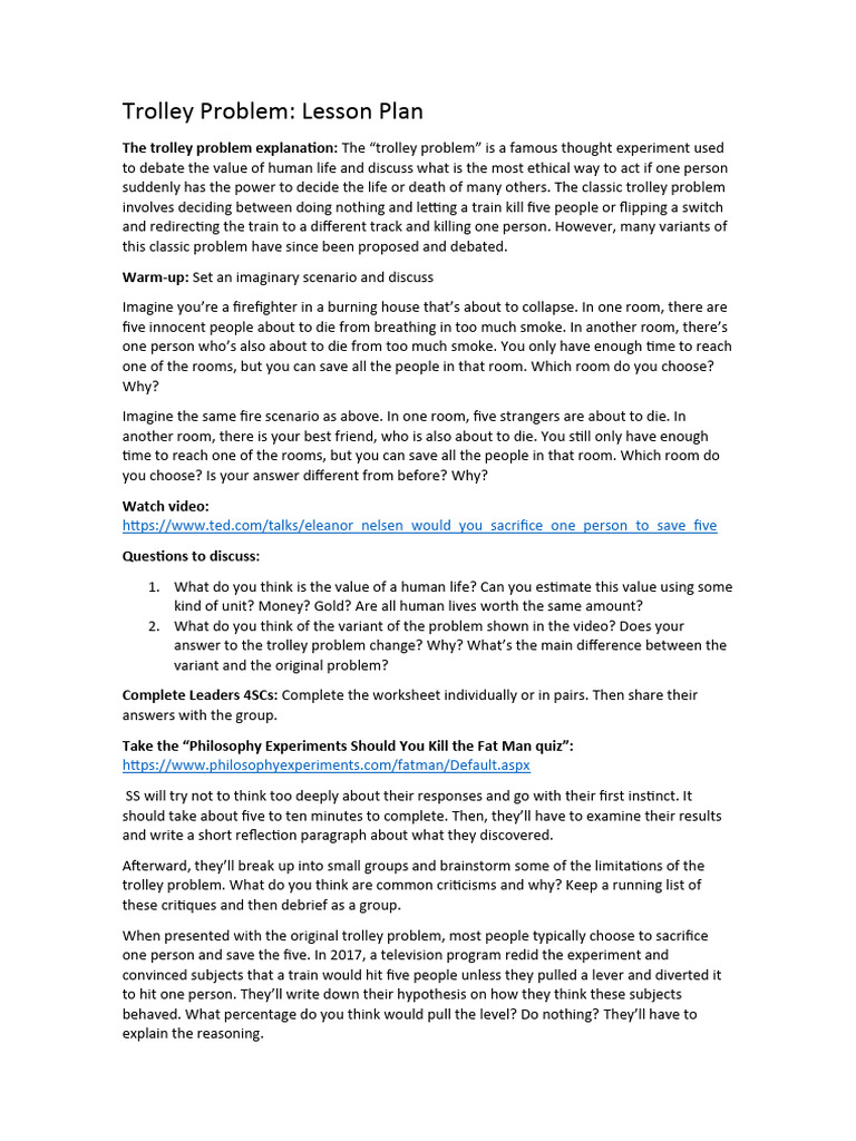 Trolley Problem | PDF | Cognitive Science | Cognition