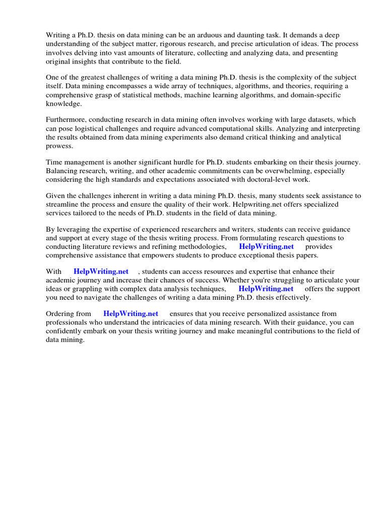 Ph.D. Thesis Help for Data Miners | PDF | Data Mining | Data