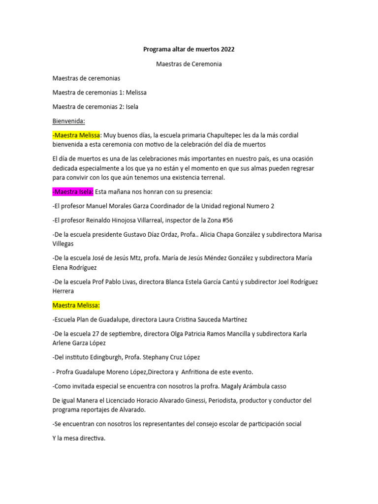 Programa Dia de Muertos | PDF