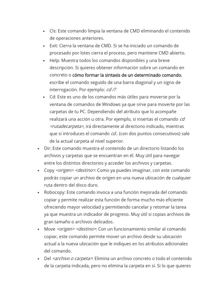 Comandos Dos1 | PDF | Archivo de computadora | Directorio (Computación)