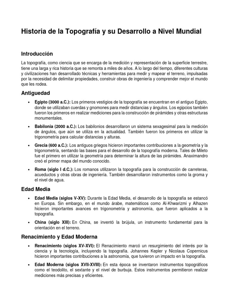 Historia de La Topograf-A y Su Desarrollo A Nivel Mundial | PDF ...