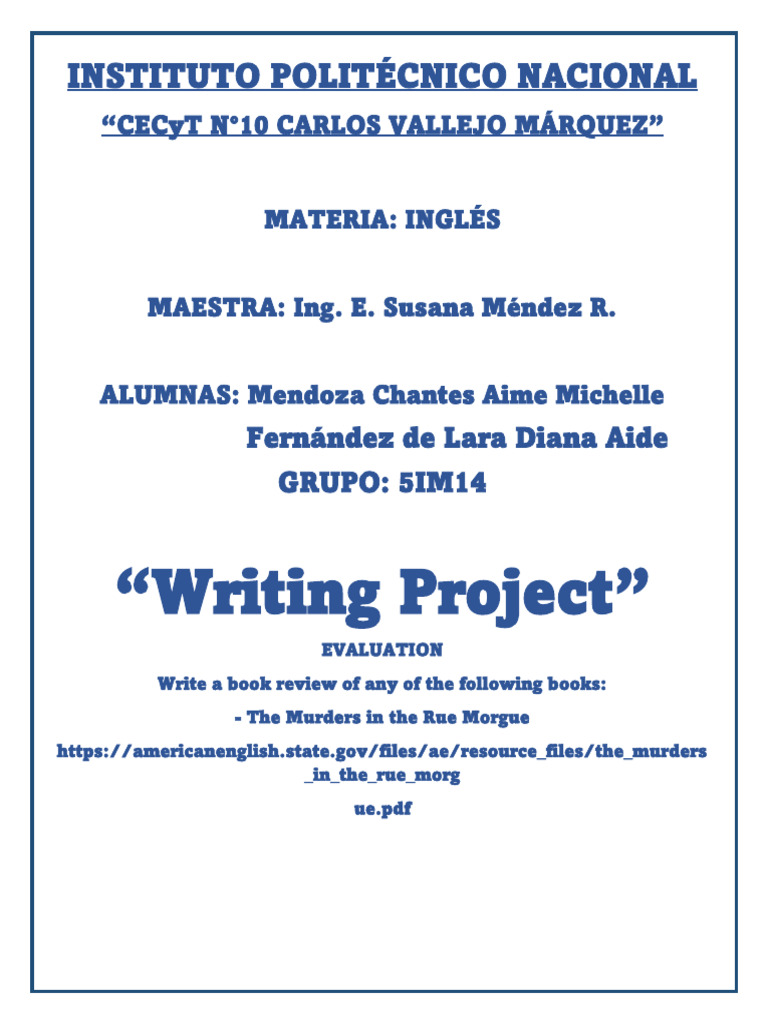 Writing Project 2 | PDF | C. Auguste Dupin | The Murders In The Rue Morgue