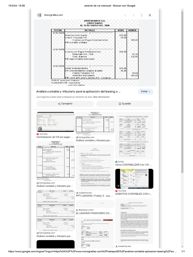 asiento de iva mensual - 1 | PDF