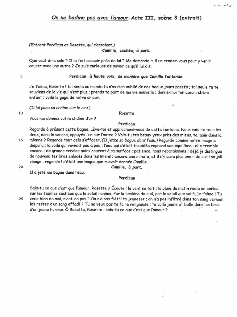 On Ne Badine Pas Avec L'amour | PDF