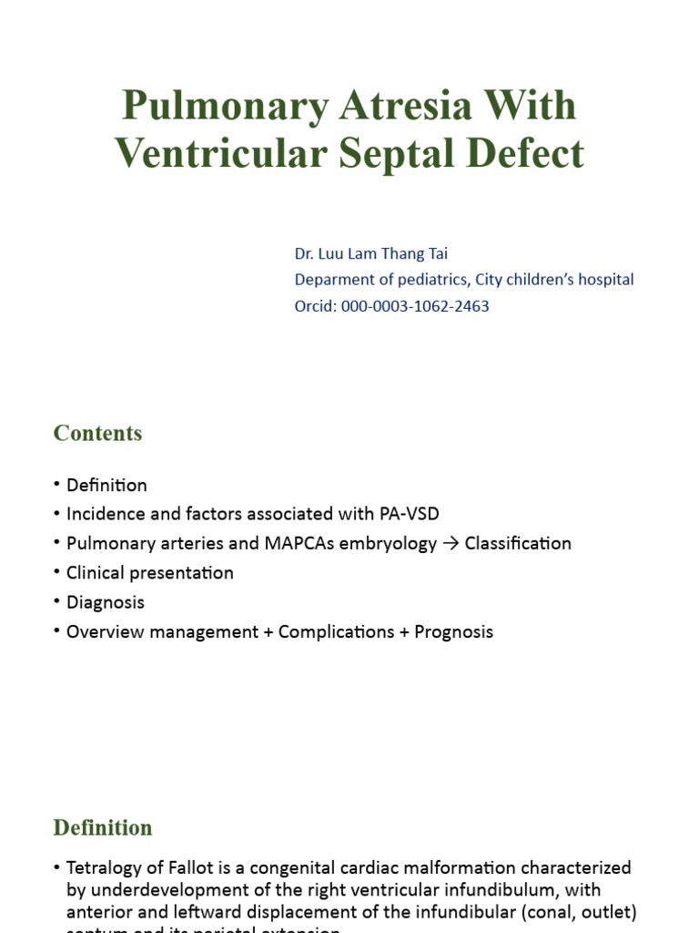 Pulmonary Atresia with VSD Overview | PDF | Congenital Heart Defect ...