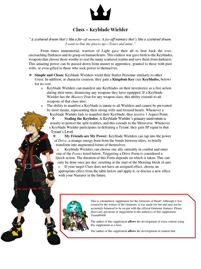 Keyblade Wielder Class Guide | PDF