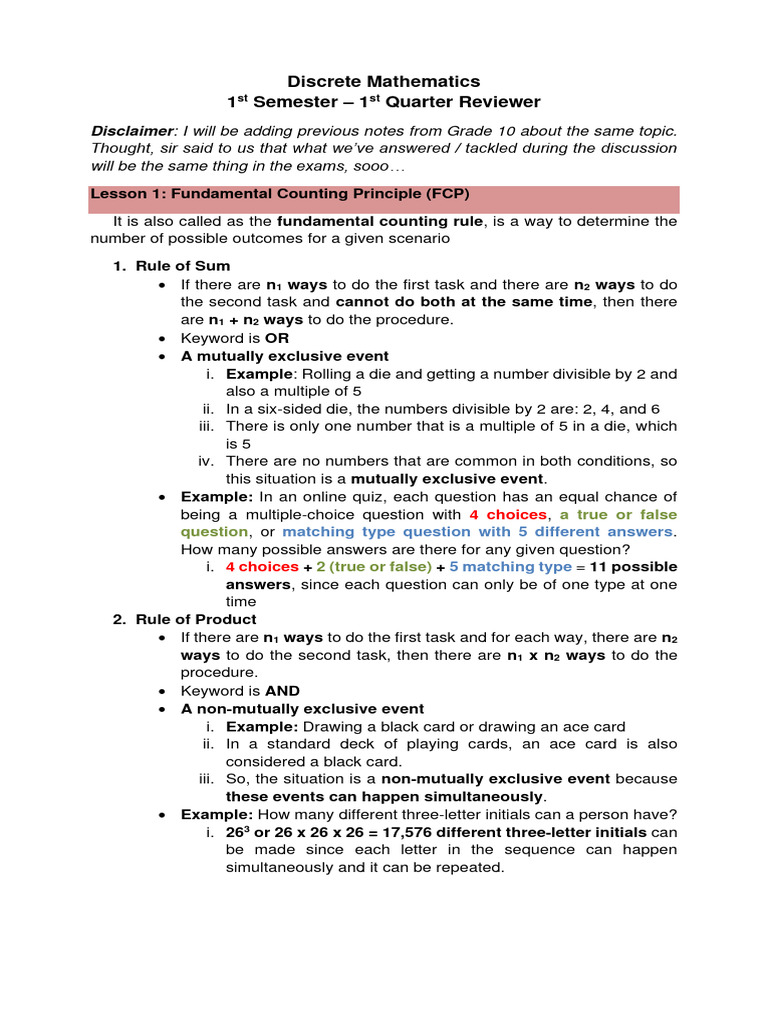 Discrete Math: Counting & Permutations | PDF | Multiplication | Permutation