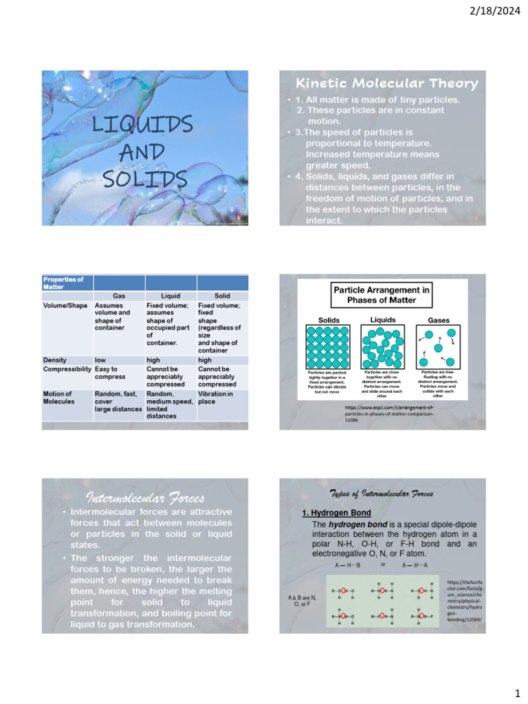 Liquids and Solids | PDF | Phase (Matter) | Intermolecular Force