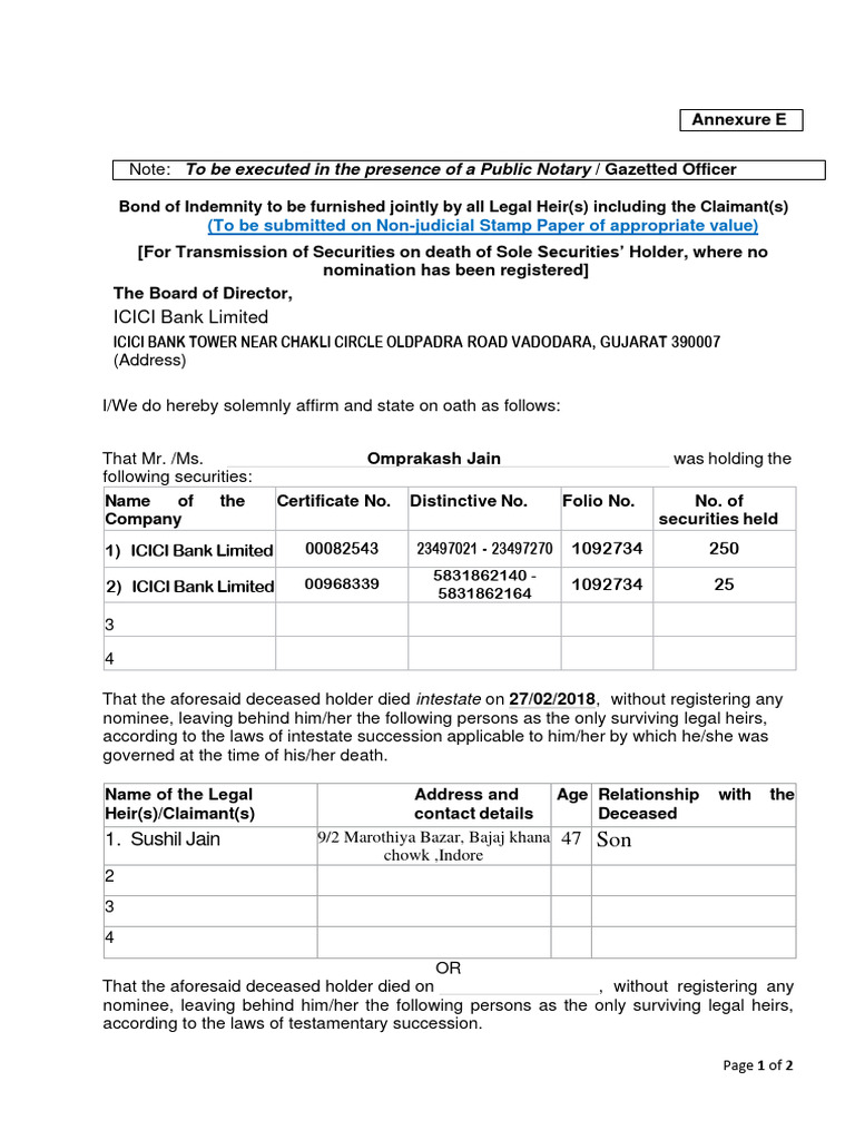 Annexure E | Download Free PDF | Indemnity | Civil Law (Common Law)