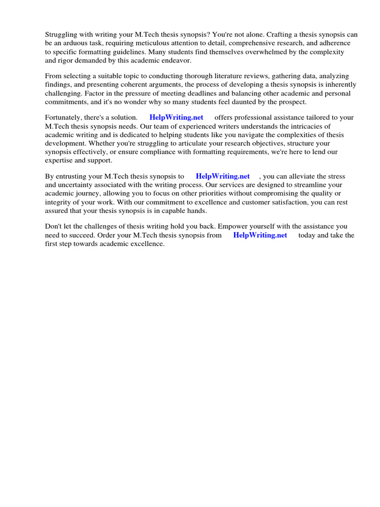 Ptu m Tech Thesis Synopsis Format | PDF | Concrete | Thesis