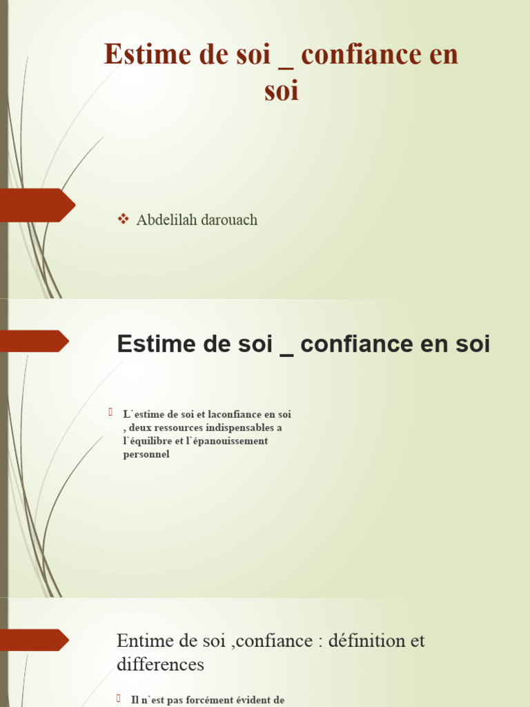 Estime de soi _ confiance en soi | PDF | Estime de soi | Concept de psychologie