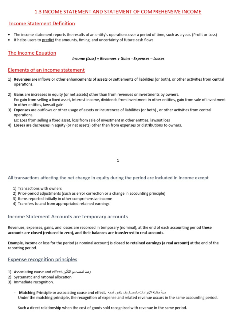 1.3 Income Statement and Statement of Comrehensive Income | PDF ...