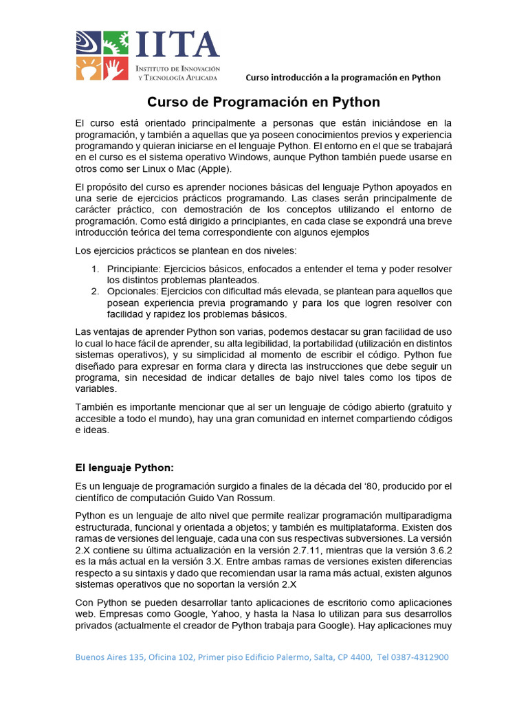 Python Programa | PDF | Python (lenguaje de programación) | Lenguaje de ... Python Programa | PDF | Python (lenguaje de programación) | Lenguaje de ...