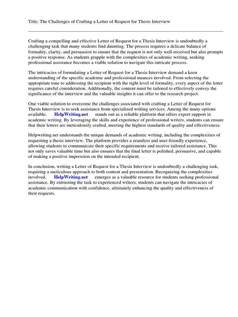 Letter of Request For Thesis Interview | PDF | Thesis | Http Cookie