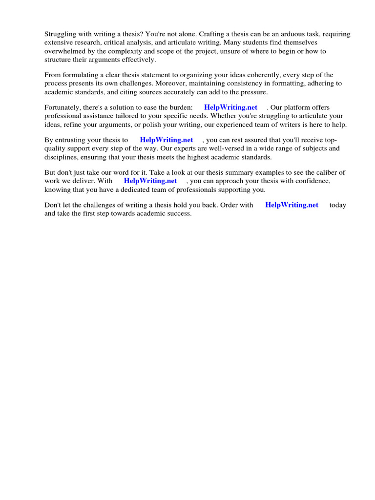 Thesis Summary Examples | PDF