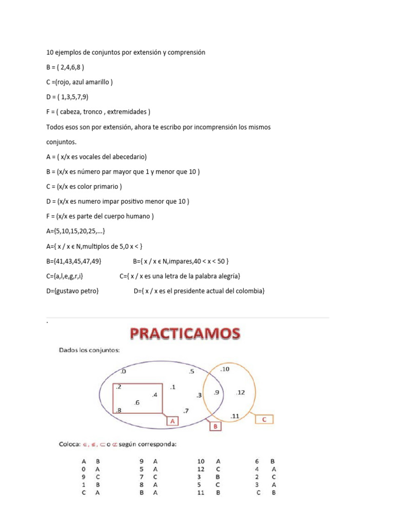 10 Ejemplos de Conjuntos Por Extensión y Comprensión | PDF