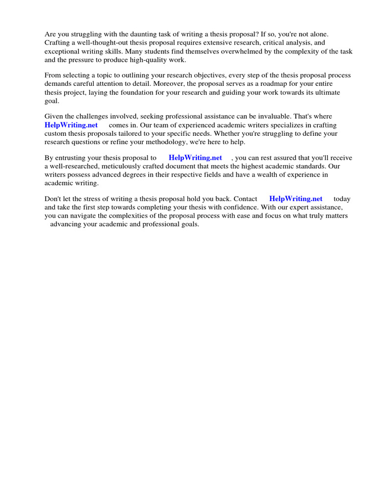 Template for Writing a Thesis Proposal | PDF