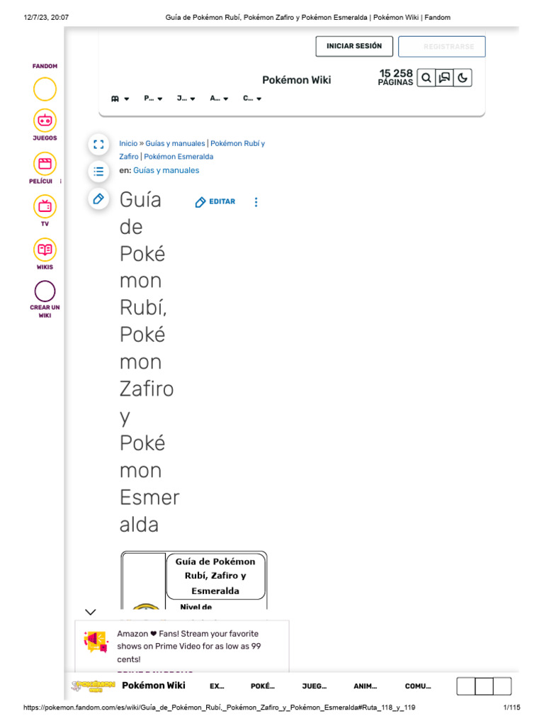 Guía de Pokémon Rubí, Zafiro y Esmeralda | PDF | Pokémon | Wiki