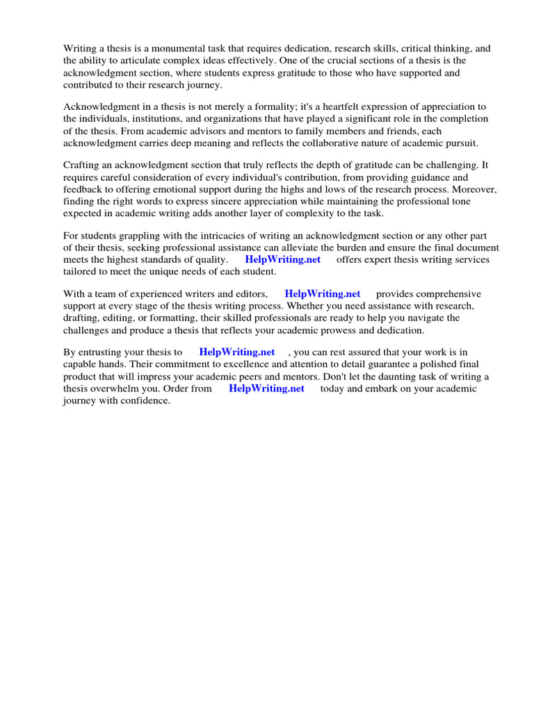 Example of Acknowledgement in Thesis Student | Download Free PDF ...