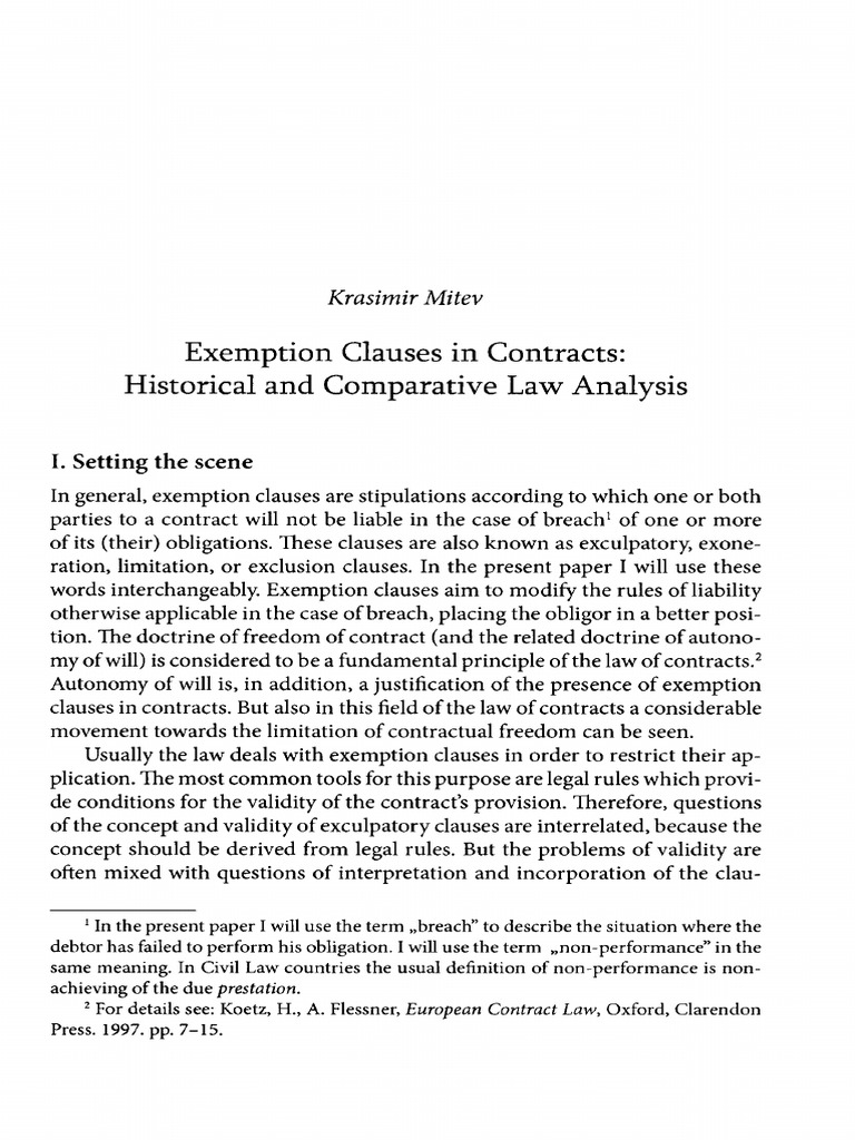 Exemption_Clauses_in_Contracts_Hist | PDF | Legal Liability | Breach Of ... Exemption_Clauses_in_Contracts_Hist | PDF | Legal Liability | Breach Of ...