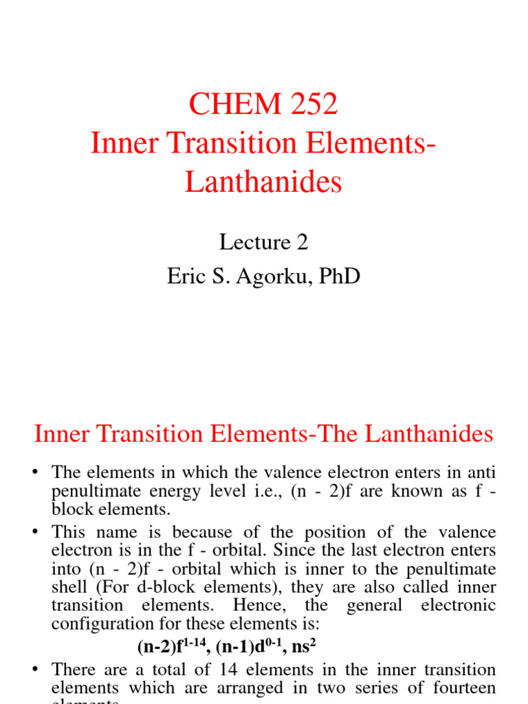 CHEM 252 Lecture 2 | PDF