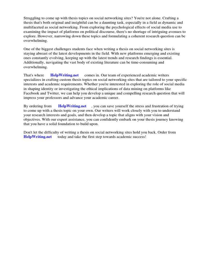 Thesis Topics On Social Networking Sites | PDF | Social Networking ...