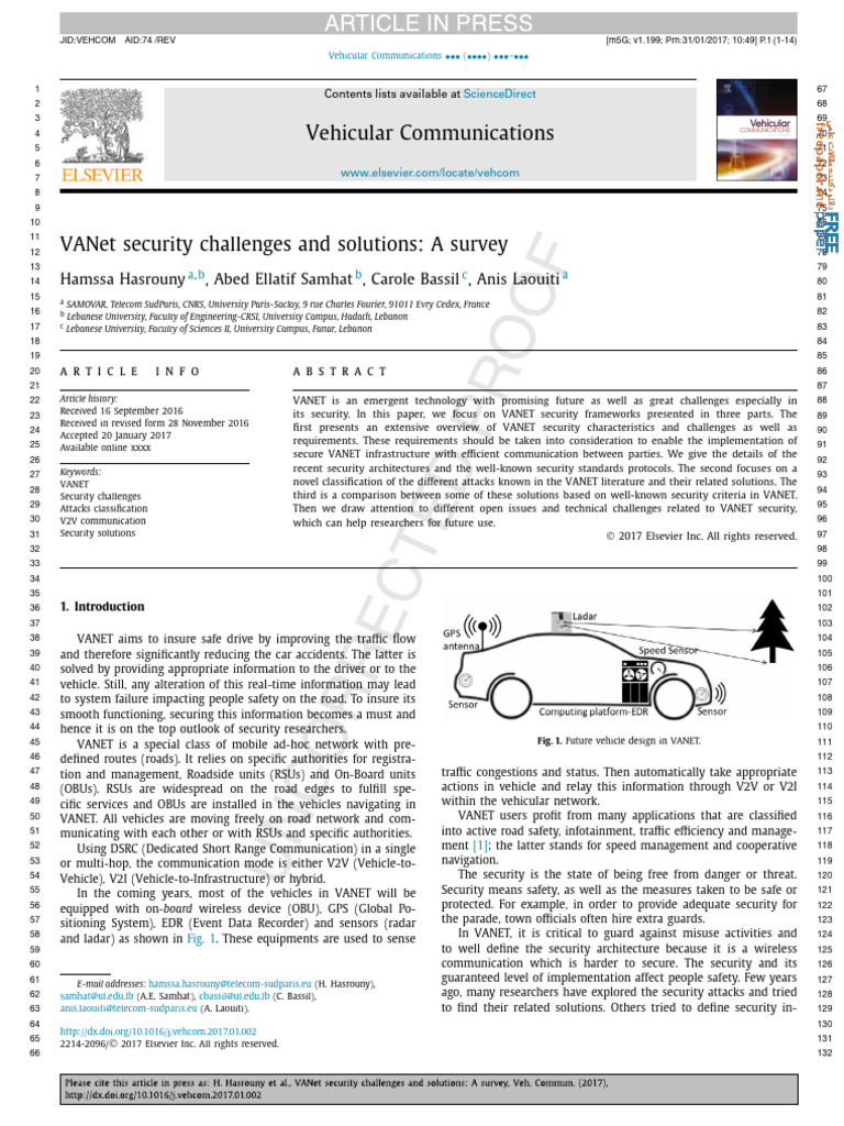 VANet Security Challenges and Solutions - A Survey | PDF | Malware ...