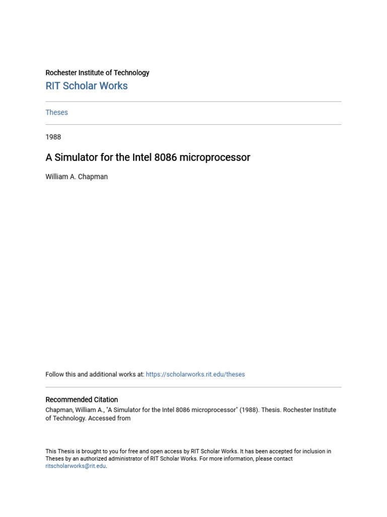 A Simulator For The Intel 8086 Microprocessor | PDF | Computers ...