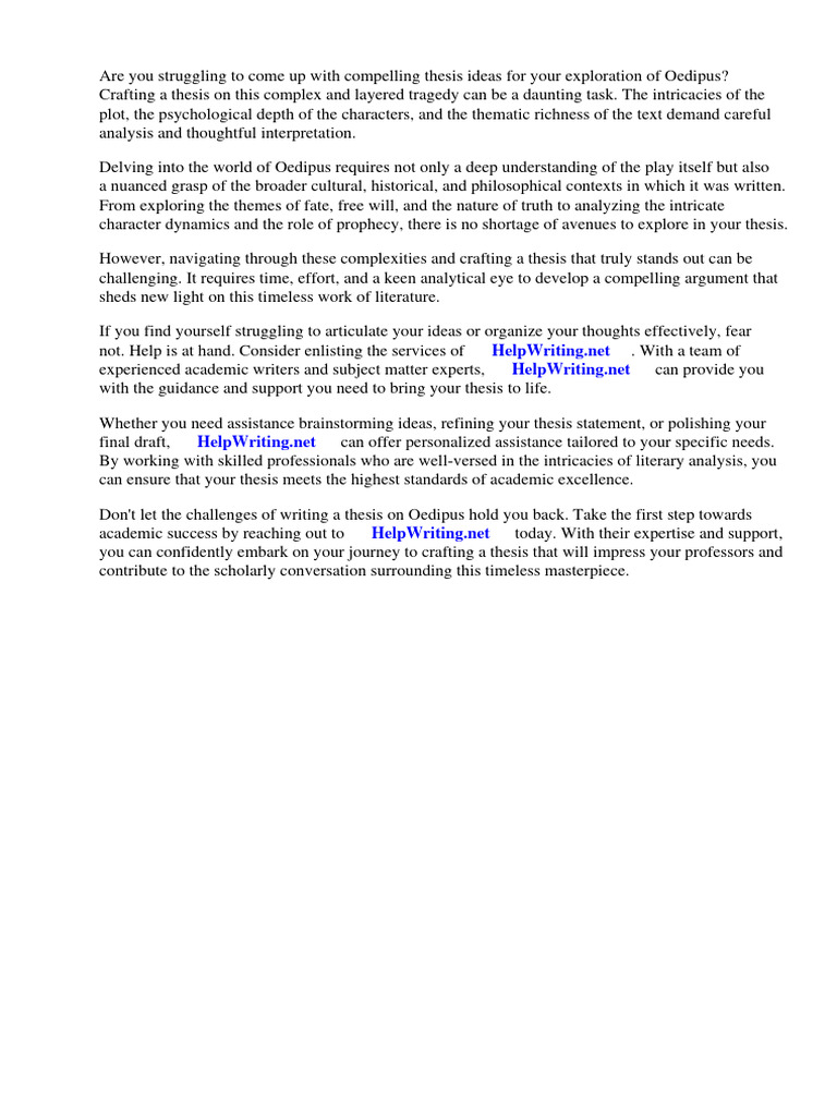 Oedipus Thesis Ideas | PDF | Oedipus