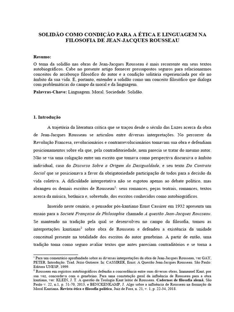 V. Final Solidão Como Condição para A Ética e Linguagem Na Filosofia de ...