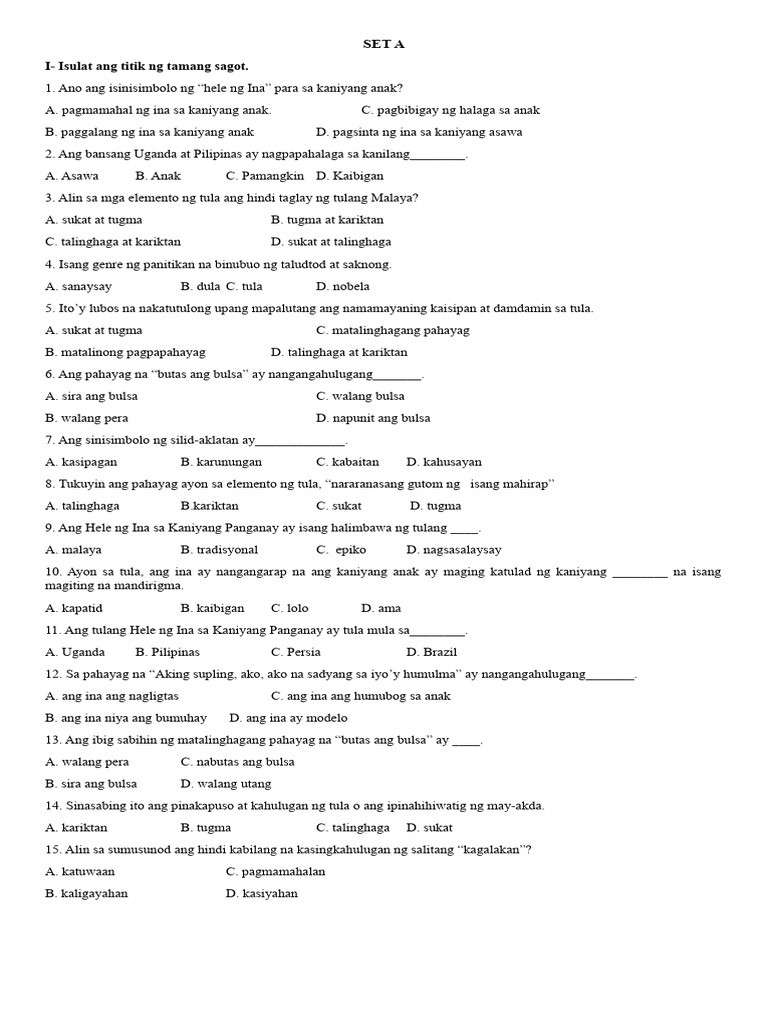 Filipino Questionnaire | PDF