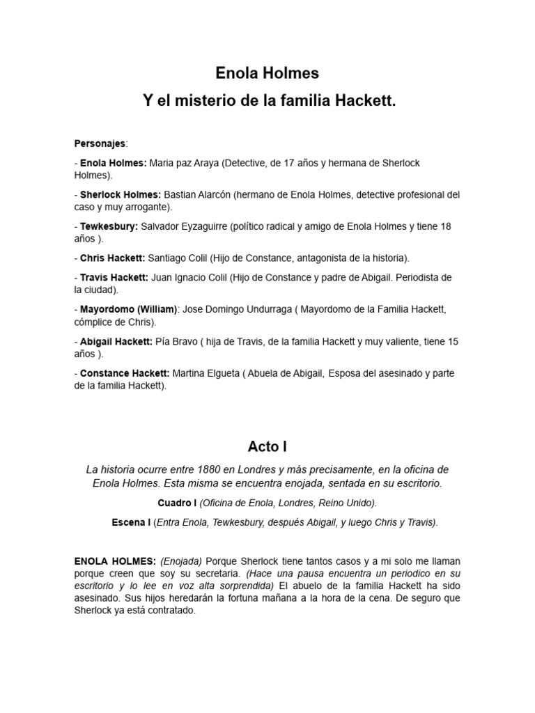 Enola Holmes Obra.docx | PDF | Sherlock Holmes
