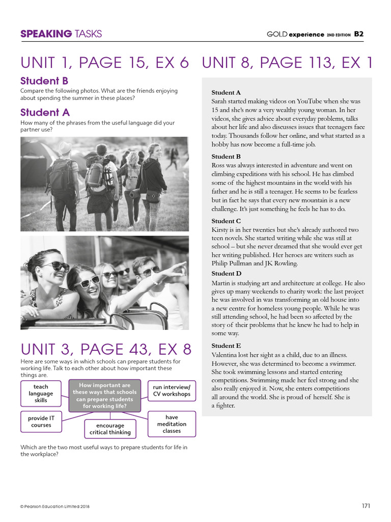 Gold Exp B2 Speaking Task | PDF