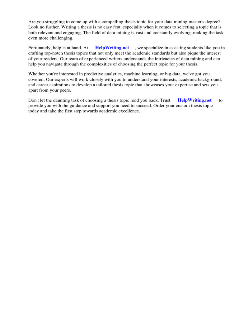 Data Mining Master Thesis Topics | PDF