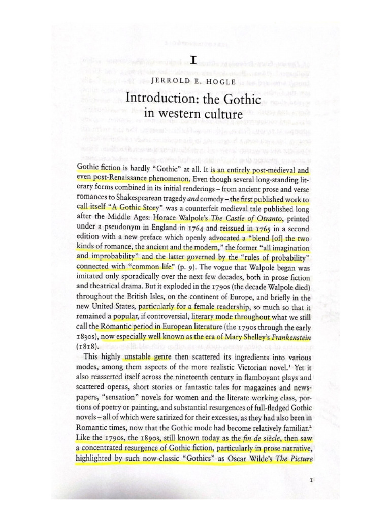 Gothic Fiction - Introduction | PDF