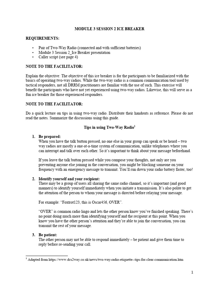 Module 3 Session 2 - Ice Breaker For Facilitators | PDF | Radio ...