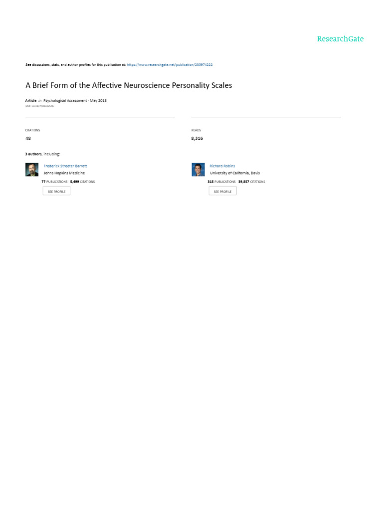 Barrett 2013 Psych Assess | PDF | Bipolar Disorder | Borderline ...