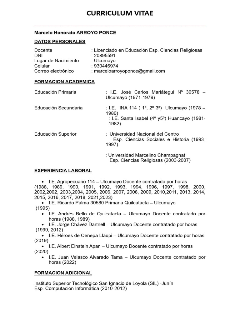 Curriculum Vitae | PDF | Salud y bienestar