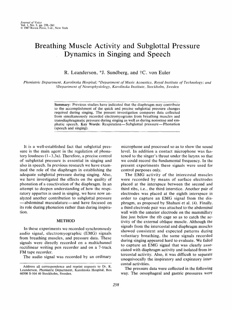 Breathing Muscle Activity and Subglottal Pressure Leanderson1987 ...