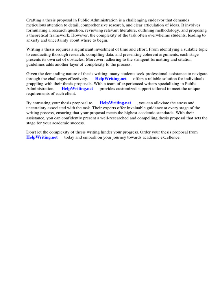 Thesis Proposal For Public Administration | PDF | Thesis | Methodology