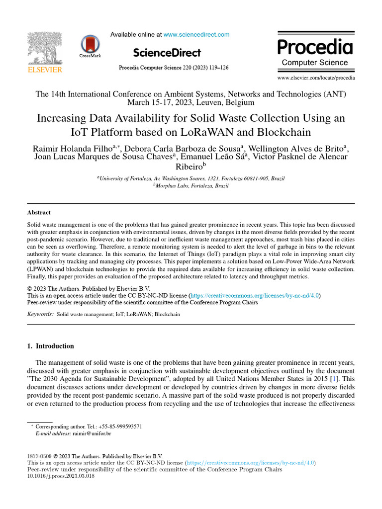 Increasing Data Availability For Solid Waste Collection U - 2023 - Procedia Comp | PDF ...