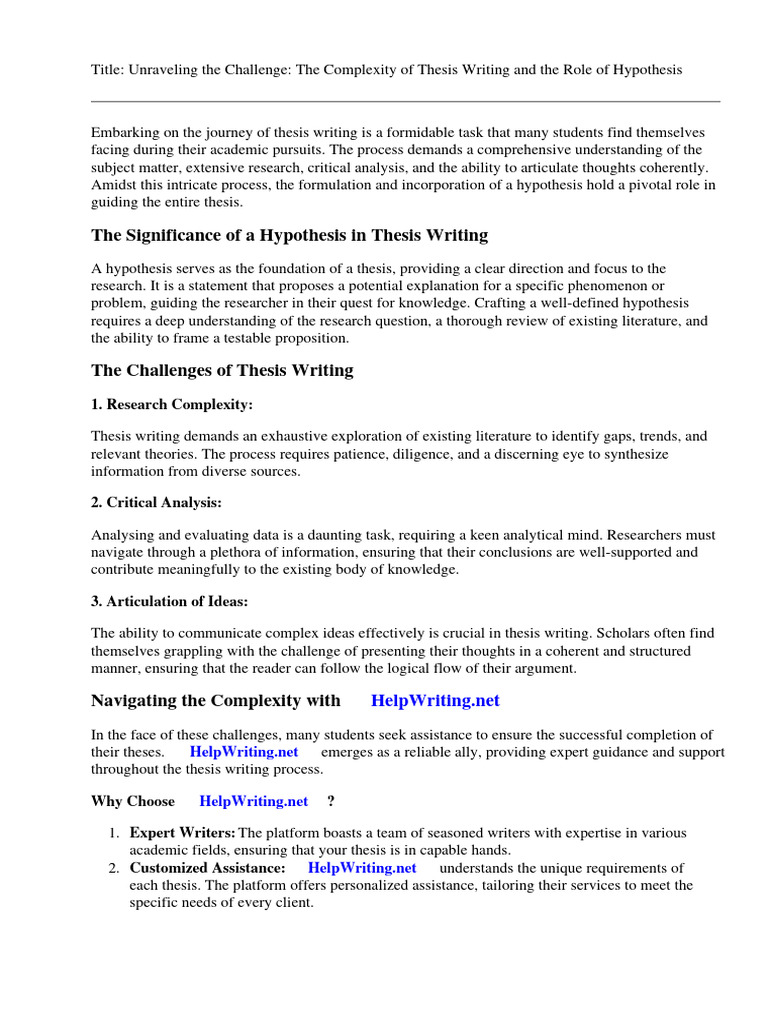 What Is Hypothesis in Thesis Writing | PDF | Science & Mathematics