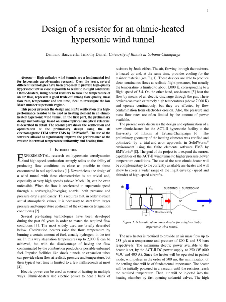 Design of A Resistor For An Ohmic Heated Hypersonic Wind Tunnel | PDF ...