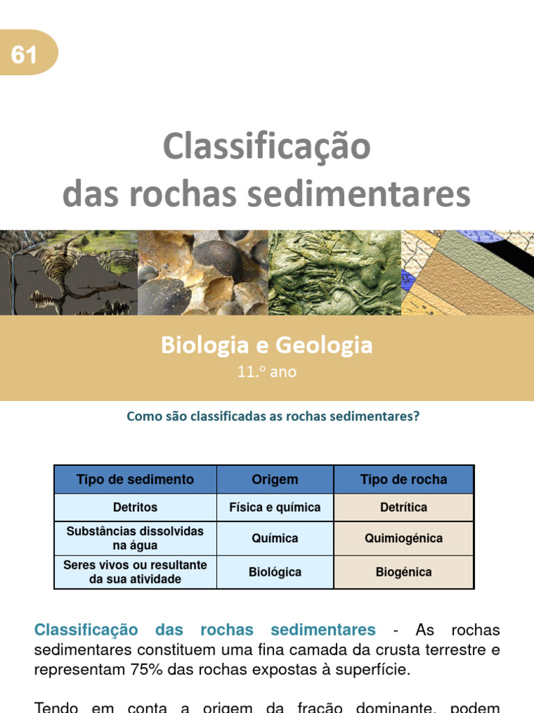 Classificação das Rochas Quimiogénicas | PDF | Rocha clástica | Rocha ...