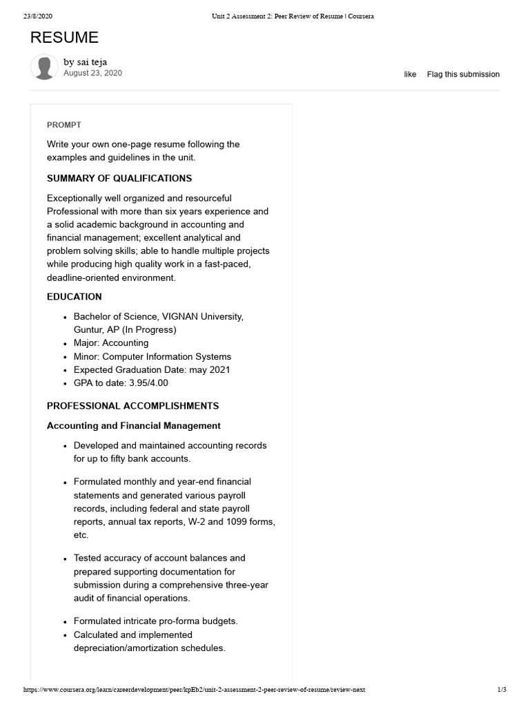 Resume Peer Review Guidelines | PDF | Accounting | Computing