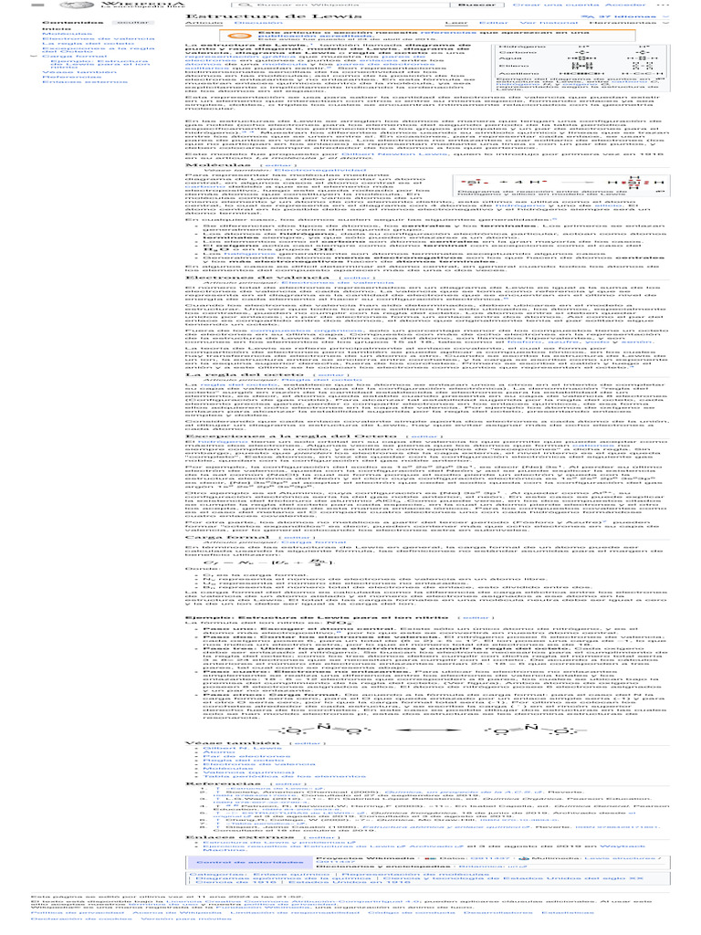 Estructura de Lewis - Wikipedia, La Enciclopedia Libre | PDF ...