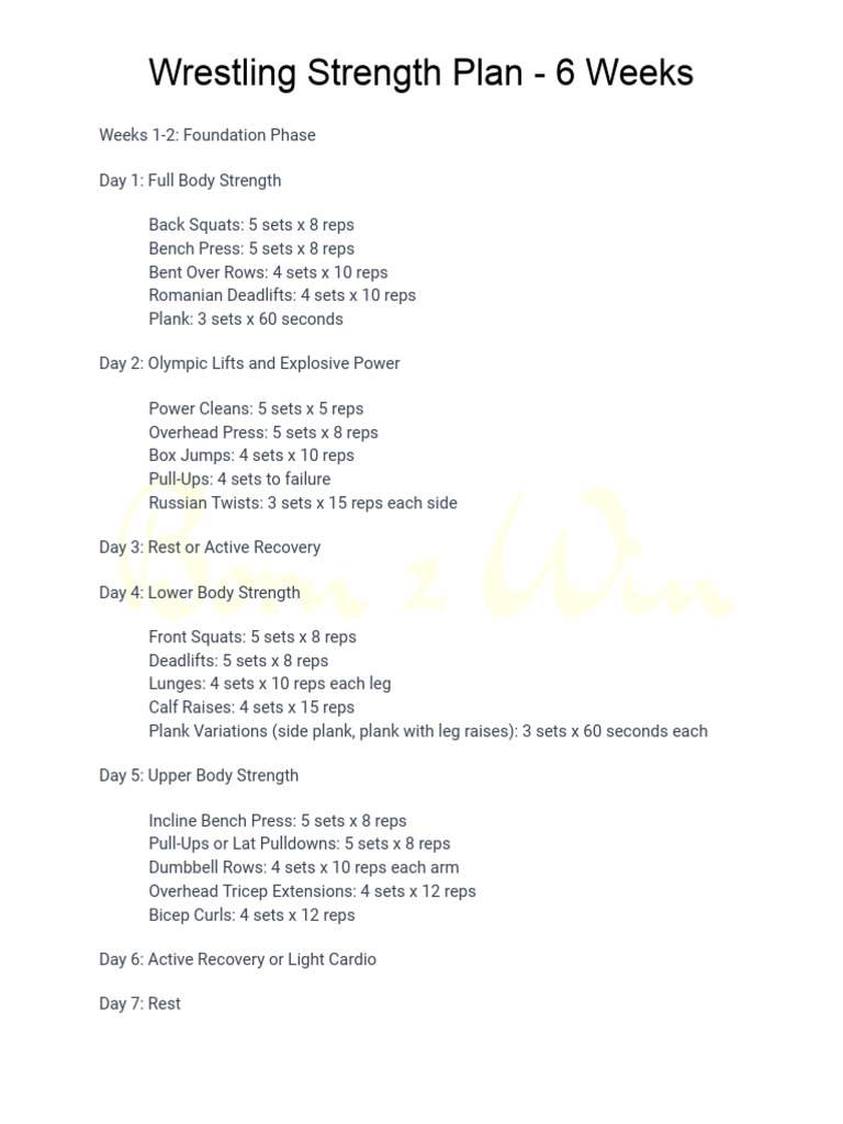 Wreslting+Strength+Plan | PDF | Physical Exercise | Management Of Obesity