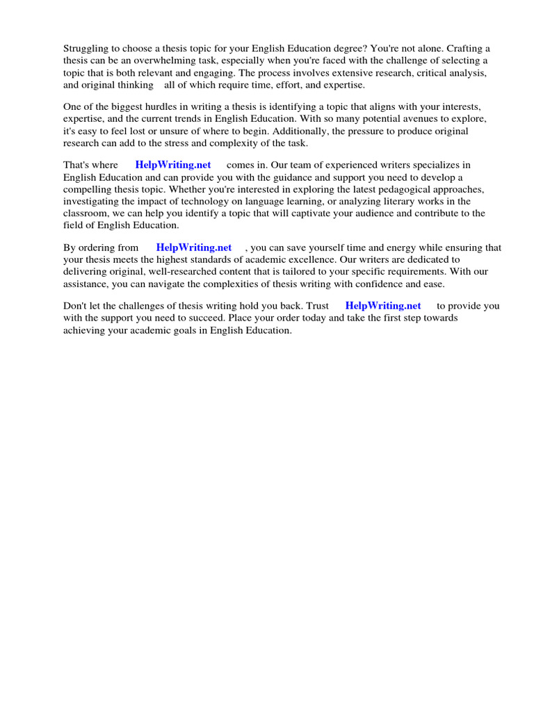 Thesis Topics English Education | PDF | Thesis | Essays